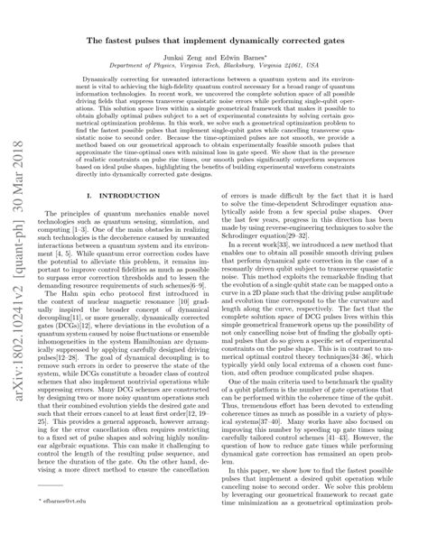 PDF The Fastest Pulses That Implement Dynamically Corrected Gates