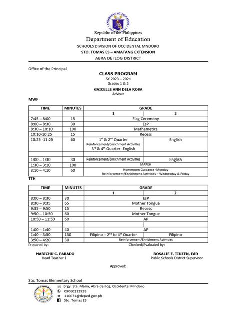 Classroom Program Amatang 23 24 Pdf Educational Organizations