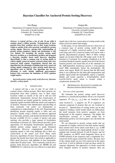 Pdf Bayesian Classifier For Anchored Protein Sorting Discovery