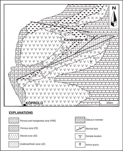 Alteration Map Of Study Area Fourteen Samples Were Obtained From Three