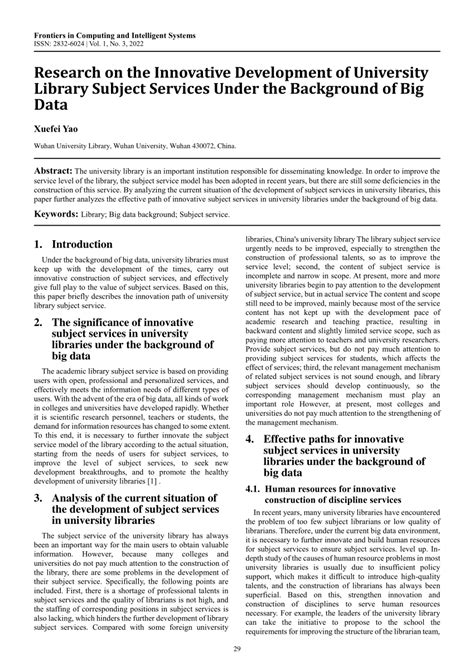 Pdf Research On The Innovative Development Of University Library Subject Services Under The