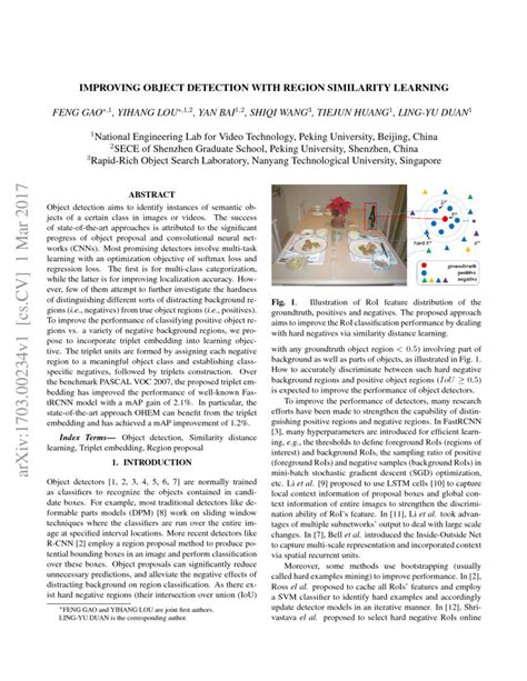 Improving Object Detection With Region Similarity Learning Deepai