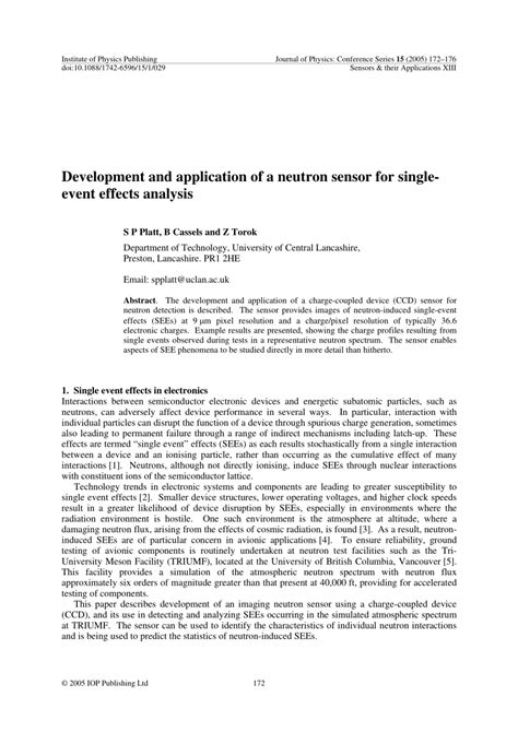 Pdf Development And Application Of A Neutron Sensor For Single Event