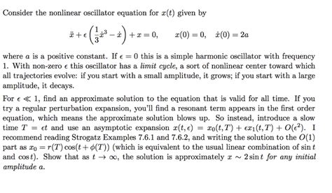 Consider The Nonlinear Oscillator Equation For æt