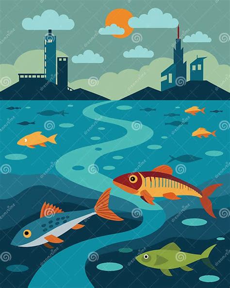 Dead Fish And Other Aquatic Creatures Float On The Surface Of The River