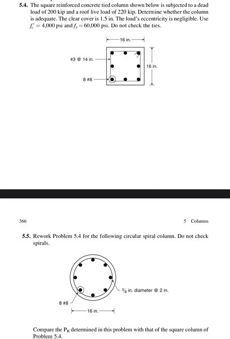 Solved The Square Reinforced Concrete Tied Column Shown Chegg