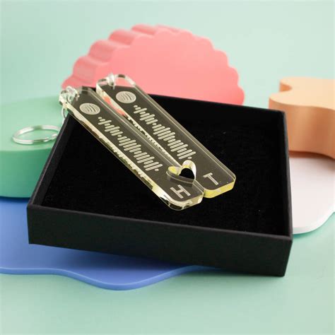 Personalised Fluorescent Spotify Code Heart Keyring Set By Boldly Whittle