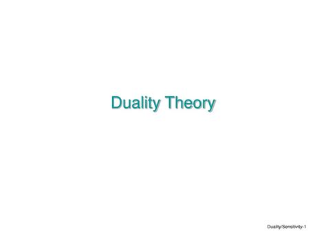 PPT Duality Theory PowerPoint Presentation Free Download ID