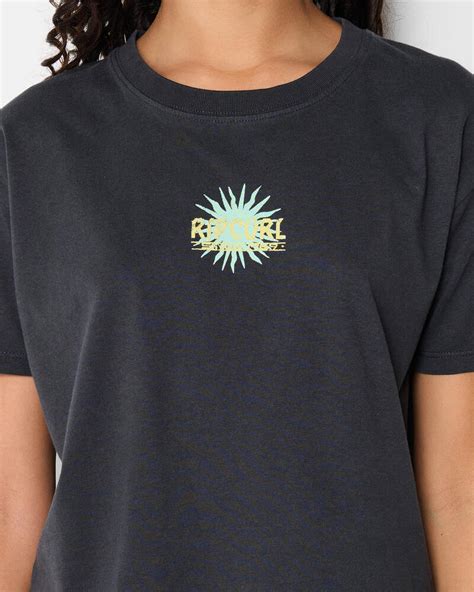 Shop Rip Curl Girls Hype Crop T Shirt In Washed Black Fast Shipping