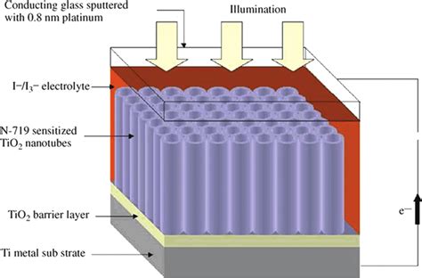 Schematic Diagram Of A DSSC Using Dye Sensitized TiO 2 Nanotubes Download Scientific Diagram