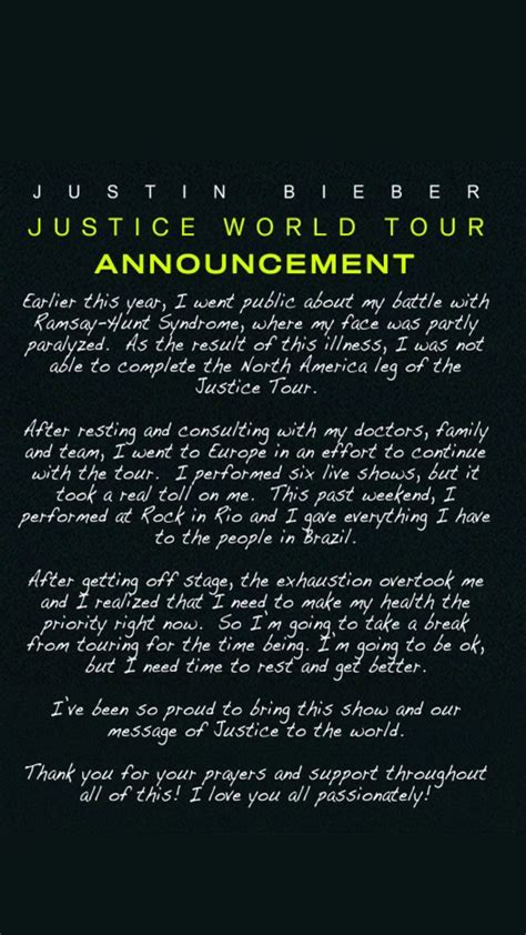 Justin Bieber Cancels Justice Tour Amid Health Concerns