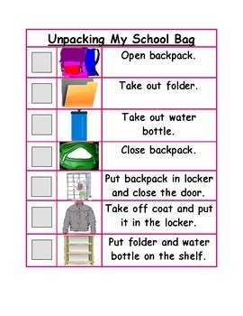 Unpacking My Schoolbag Checklist By All For The Love Of Learning