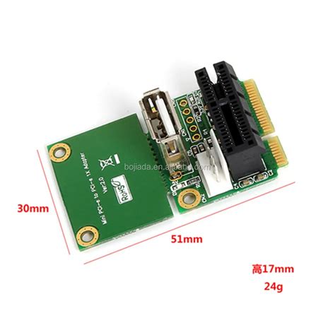 Mini Pci E Interface To Pci E 1x Slot Adapter Riser Card With Sata Power Cable Half Size Support
