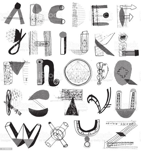 Mixed Media Alphabet Letters Stock Illustration Download Image Now
