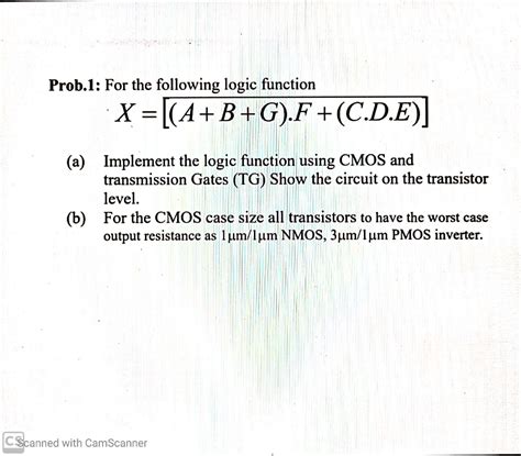 Solved Prob1 For The Following Logic Function X