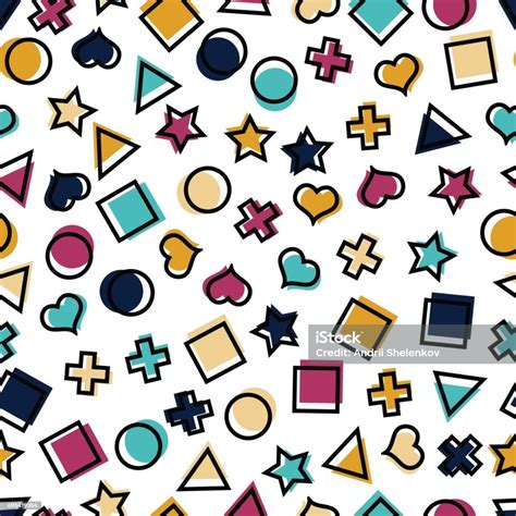 사각형 삼각형 동그라미 별 완벽 한 기하학적 패턴와 십자가 조직와 엽서에 대 한 마음 고풍스런에 대한 스톡 벡터 아트 및 기타 이미지 Istock