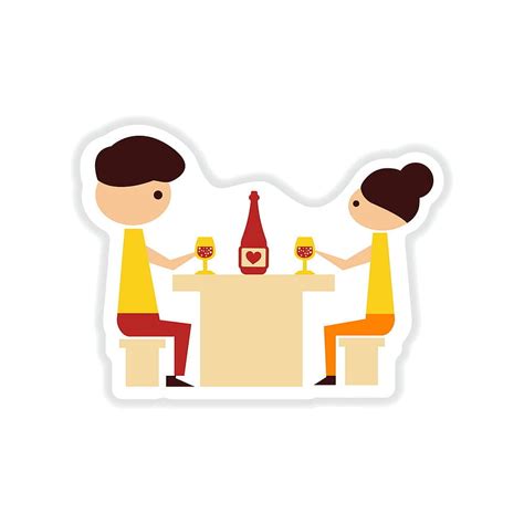 สติกเกอร์กระดาษบนพื้นหลังสีขาวคู่เวกเตอร์โรแมนติก Ai Eps Uidownload