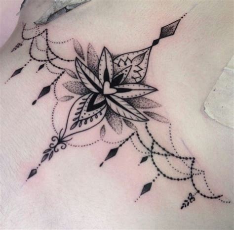 Geometric Flower Sternum Tattoo At Sergio Wear Blog