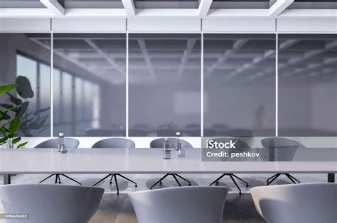 가구 콘크리트 바닥 창문과 도시 전망을 갖춘 고급 회의실 인테리어 3d 렌더링 0명에 대한 스톡 사진 및 기타 이미지 0명 3차원 형태 가구 Istock