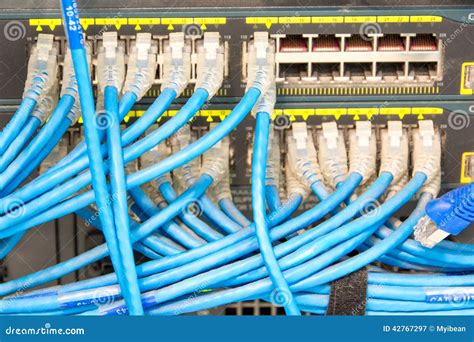 Network Switch And Ethernet Cables Stock Image Image Of Server Computer 42767297