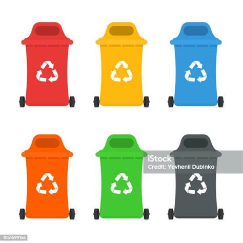 정렬 및 재활용 정렬 관리 개념을 낭비 다채로운 쓰레기 컨테이너 및 저장소 개념에 대한 스톡 벡터 아트 및 기타 이미지 개념 개체 그룹 거절하기 Istock