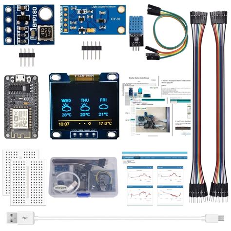 Aoqdqdqd® Esp8266 Weather Station Kit With Temperature Humidity Atmosphetic Pressure Light