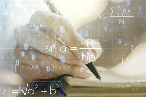 배경 과학 및 연구 개념에 대한 일기에 쓰는 여성의 손으로 쓰는 창조적 인 과학 공식 일러스트 다중 노출 Stem 주제에 대한 스톡 사진 및 기타 이미지 Istock