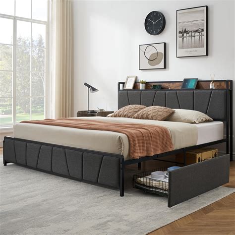 King Platform Bed With Storage Model 05 Wooden Ottoman Bed The