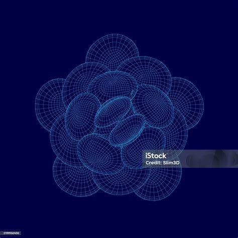 구 클러스터의 파란색 이미지입니다 구체는 모두 크기가 다르며 깊이감과 움직임감을 만드는 방식으로 배열되어 있습니다 이미지는 추상적이고 몽환적입니다 감지기에 대한 스톡 벡터