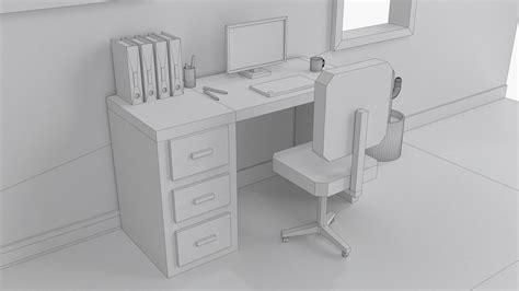 만화 간단한 사무실 인테리어 3d 모델 7 Blend Free3d