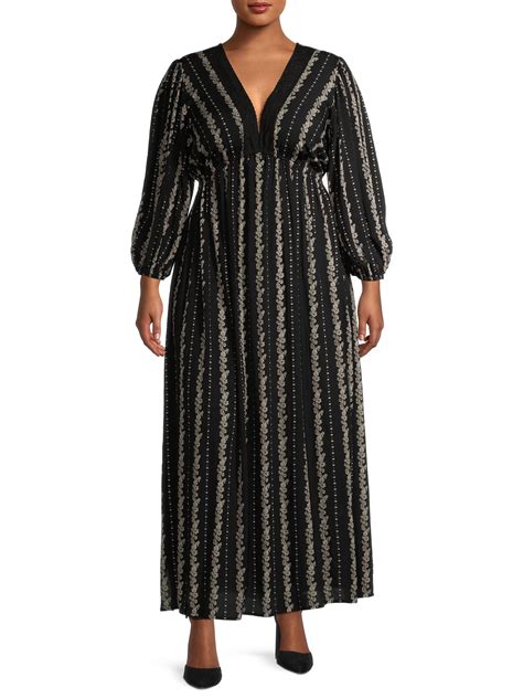 Romantic Gypsy Womens Plus Size Crochet Trim Maxi Dress