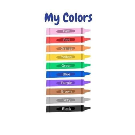 Colors Learning Chart Download Etsy