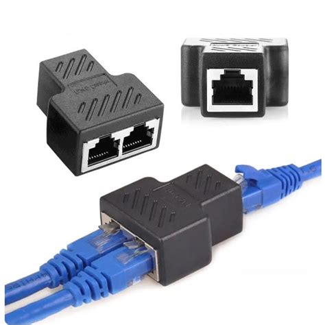 Ethernet Network Cable Female Splitter Adapter Connector Splitter Extender Plug Network Tee Head