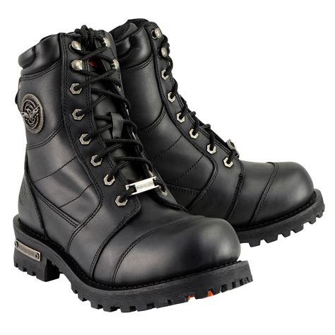 Milwaukee Leather Classic Mens Black Leather Wide Width 8 Inch Lace Up