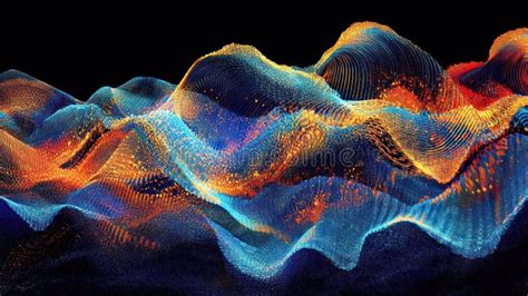 Abstract Digital Waves In Vibrant Colors Representing Sound Or Data Visualization Stock