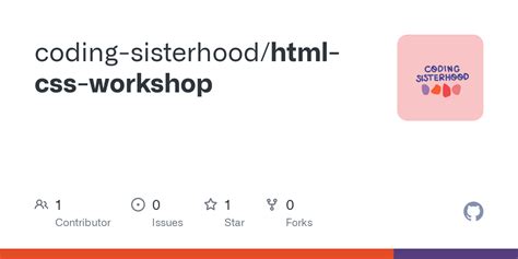 GitHub Coding Sisterhood Html Css Workshop