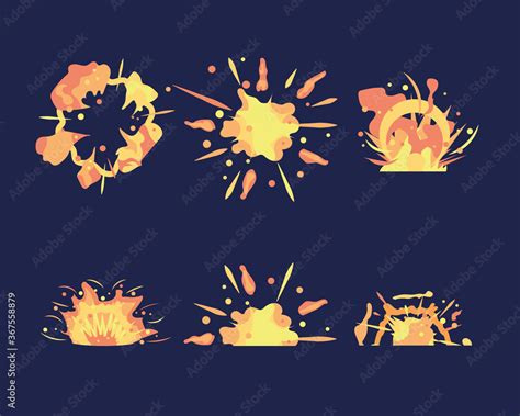 Stock Vektorgrafik „cartoon Motion Explosions Animated Explosion Shot Explosion Animation Set