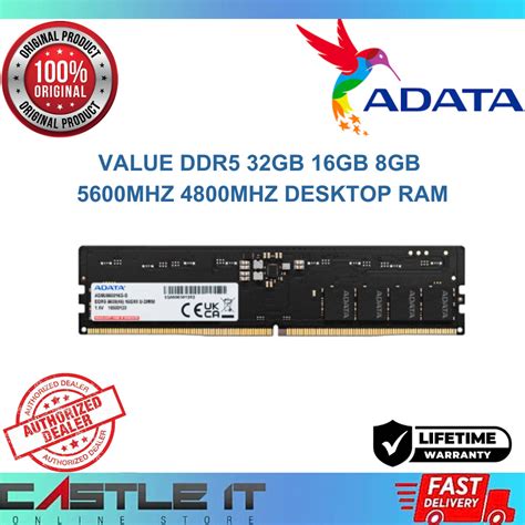 Adata Ddr5 Desktop Ram 8gb 16gb 32gb 4800mhz 5600mhz U Dimm Value Series Memory Cl40 Cl46