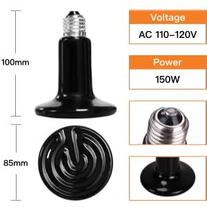 Simple Deluxe 150w Ceramic Reptile Heat Lamp Bulb And 85
