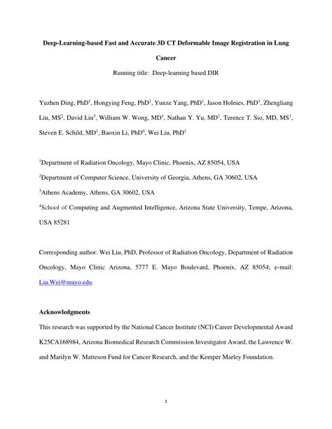 Pdf Deep Learning Based Fast And Accurate 3d Ct Deformable Image Registration In Lung Cancer