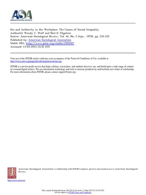 Sex And Authority Wolf Andfligstein Pdf Employment Labour Economics Sex And Authority Wolf Andfligstein Pdf Employment Labour Economics