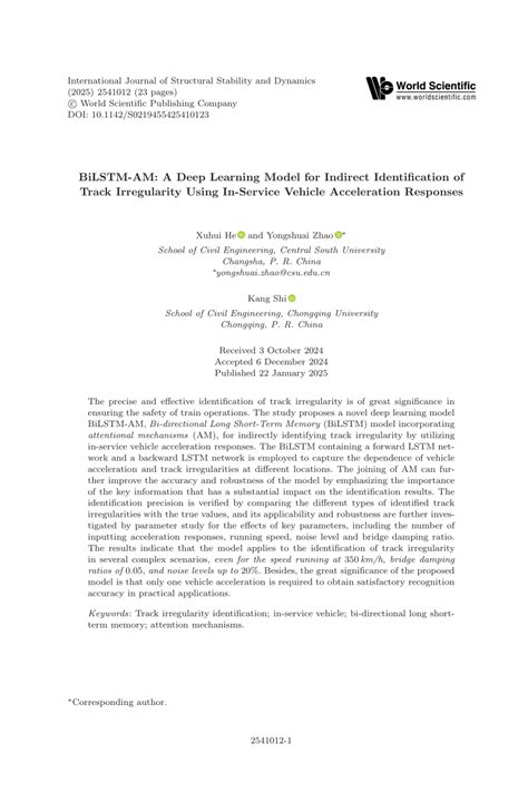 Bilstm Am A Deep Learning Model For Indirect Identification Of Track Irregularity Using In
