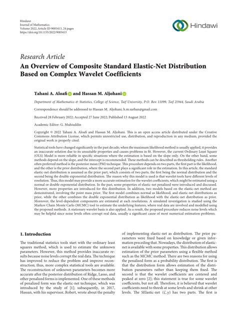 PDF An Overview Of Composite Standard Elastic Net Distribution Based On Complex Wavelet