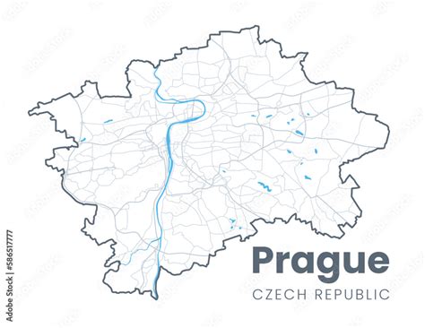 Detailed Map Of Prague The Capital Of Czech Republic Urban Borders