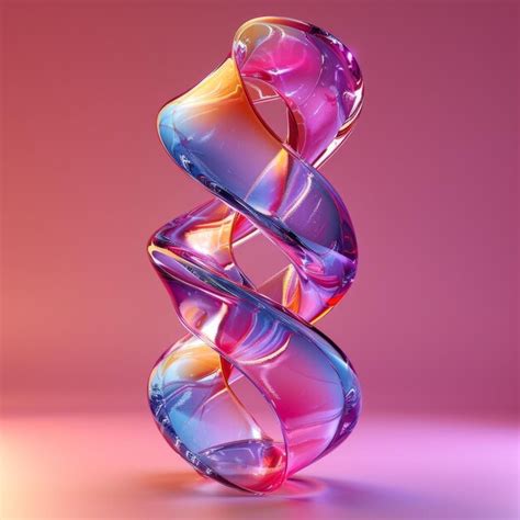 Abstract Sculpture Pink And Blue Art Glass Premium Ai Generated Image