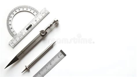 Geometry Tools Like A Compass Ruler And Protractor Stock Illustration Illustration Of Pencil