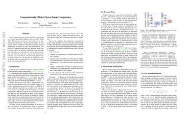 Computationally Efficient Neural Image Compression Papers With Code
