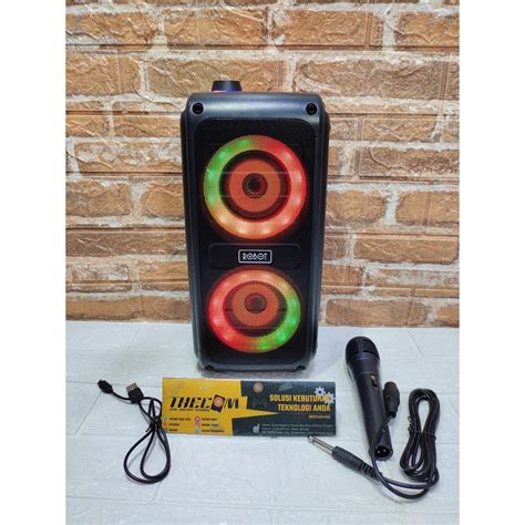 Jual Speaker Bluetooth Robot Rb490 Karaoke With Microphone Original