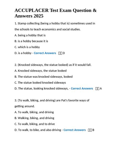 ACCUPLACER Test Exam Questions Answers 2025 Practice For English And Reading Skills Exams