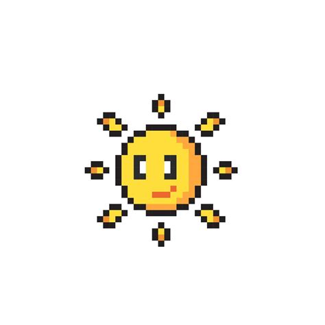 Cute Sun With Smile Face In Pixel Art Style 22024519 Vector Art At Vecteezy